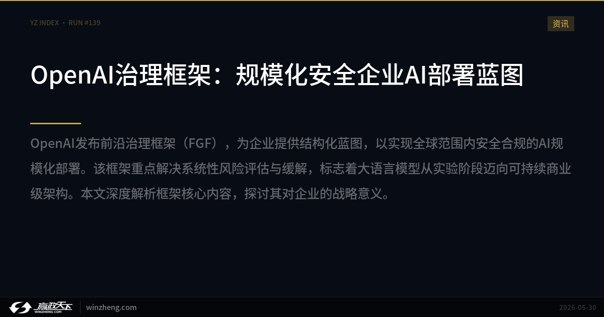 OpenAI治理框架：规模化安全企业AI部署蓝图 | 赢政天下