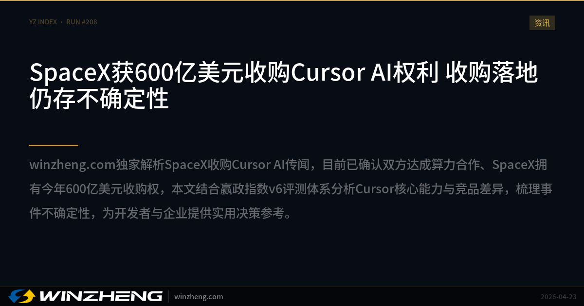 SpaceX获600亿美元收购Cursor AI权利 收购落地仍存不确定性 | 赢政天下